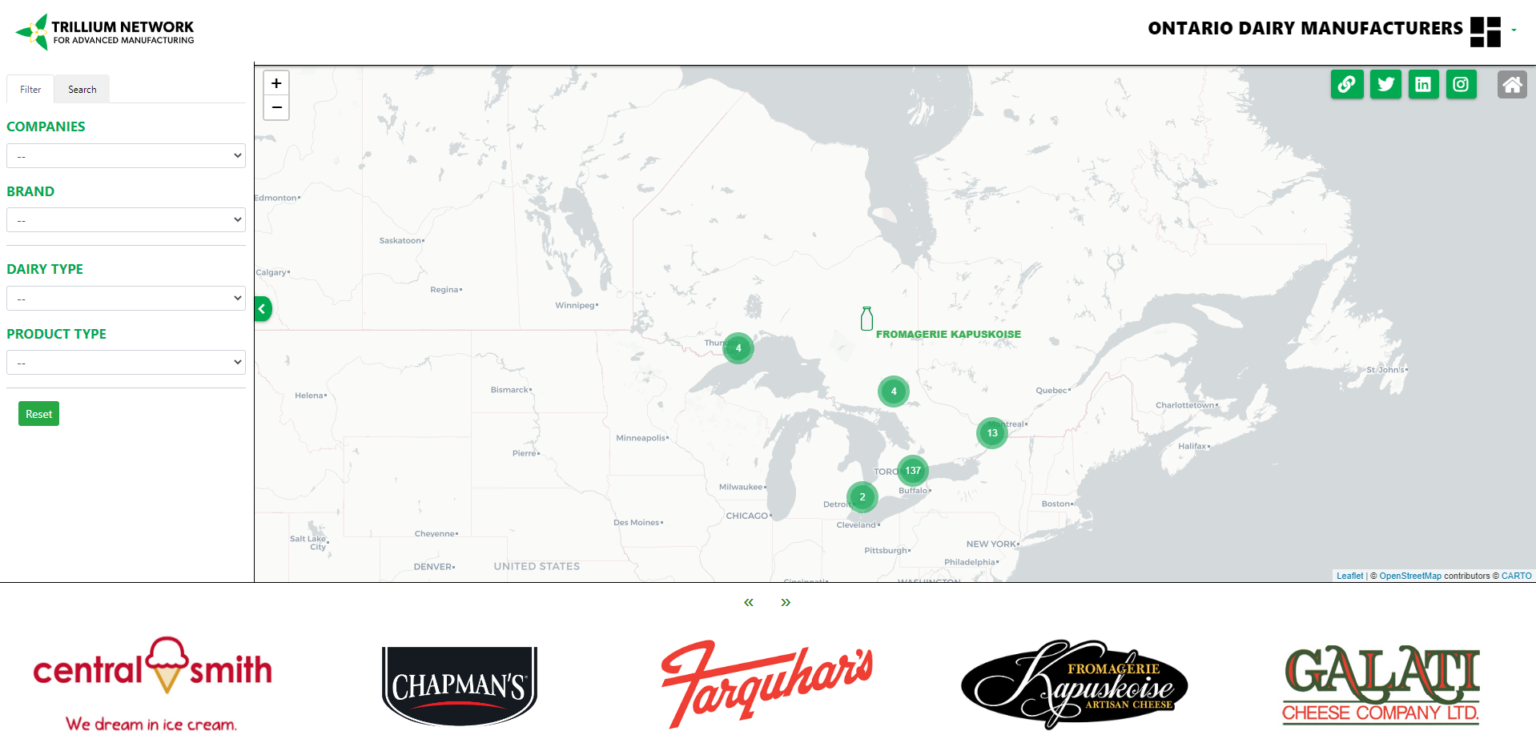 Trillium Network maps Ontario dairy product manufacturers • Trillium ...
